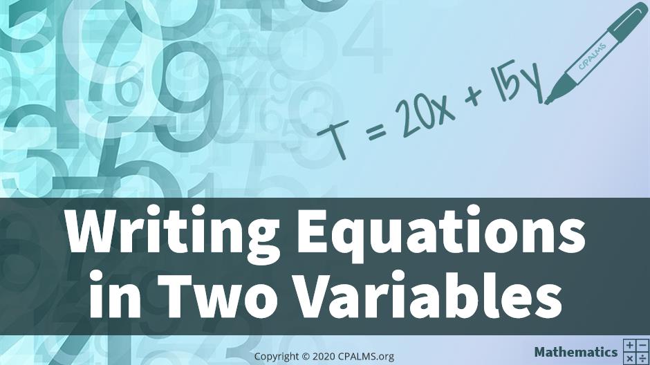Writing Equations In Two Variables
