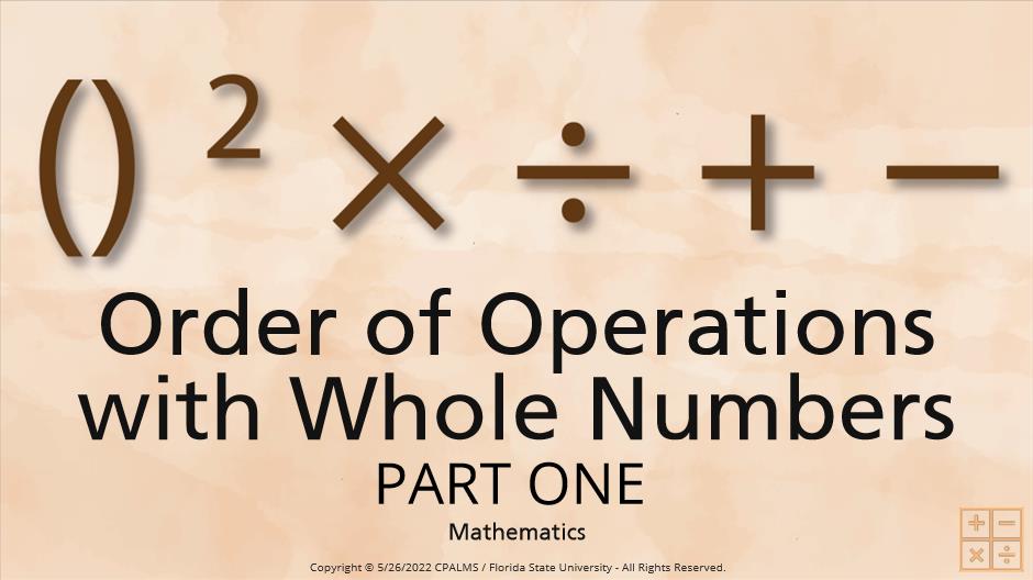 Order of Operations with Whole Numbers