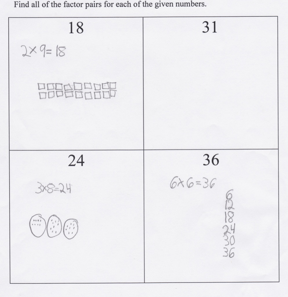 Finding Factor Pairs 4th Grade