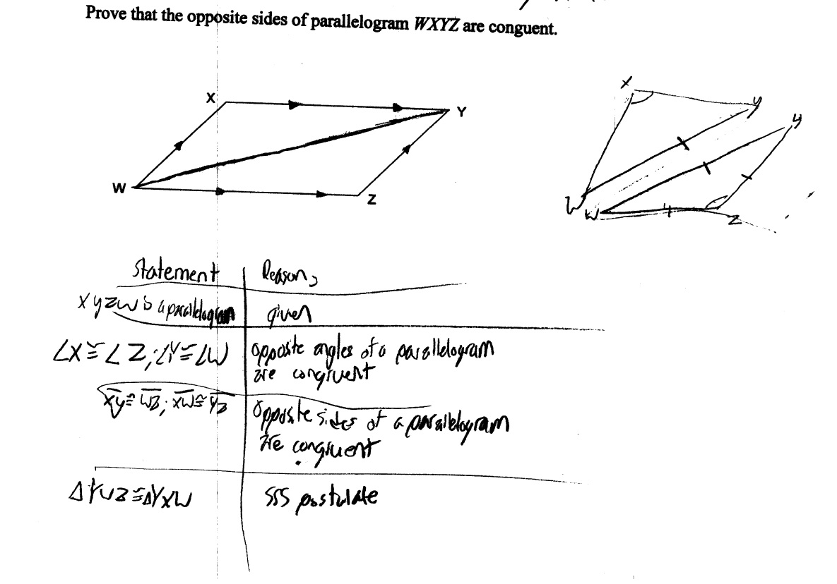 Proving Parallelogram Side Congruence