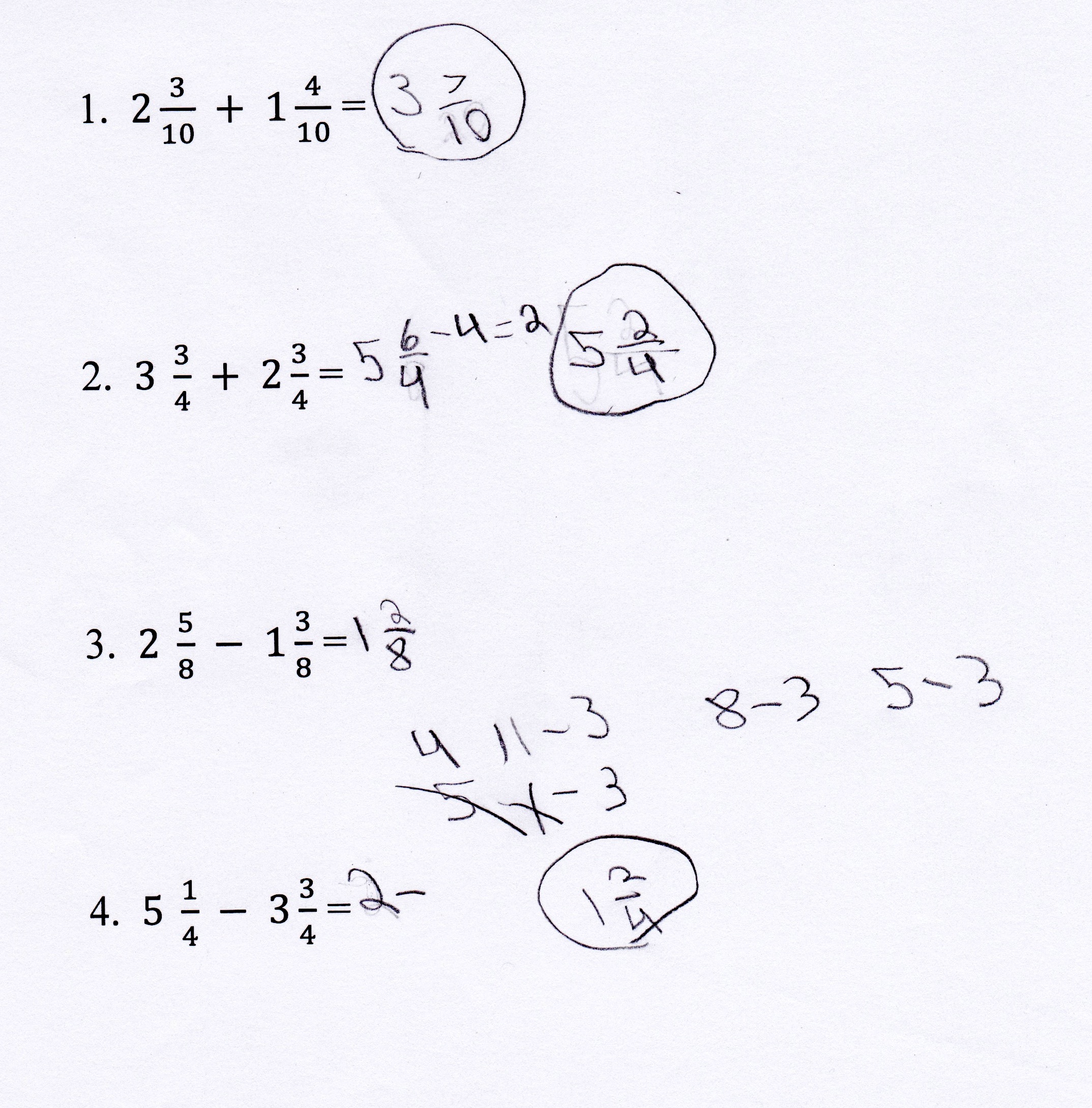 Adding And Subtracting Mixed Numbers