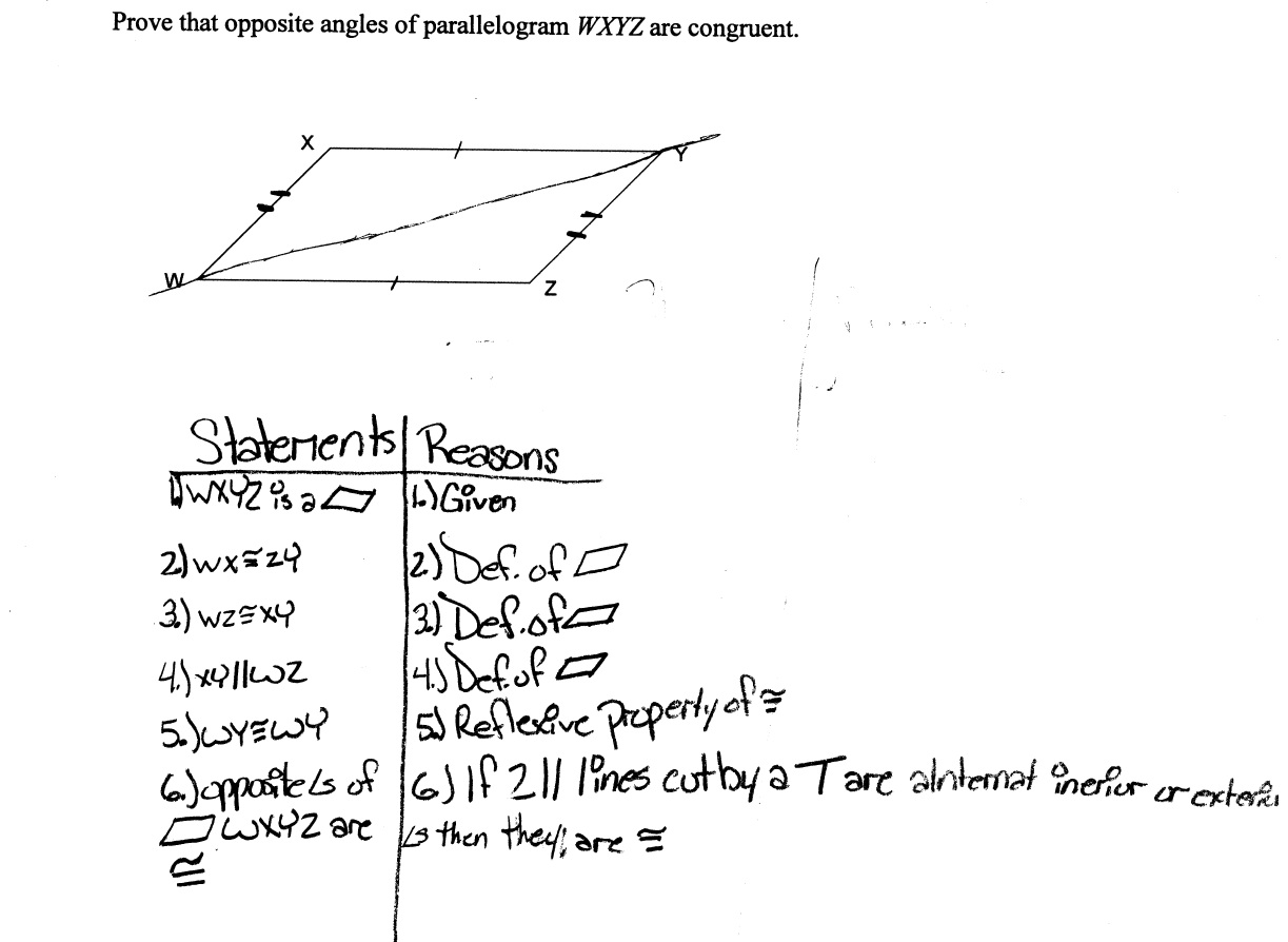 Proving Parallelogram Angle Congruence