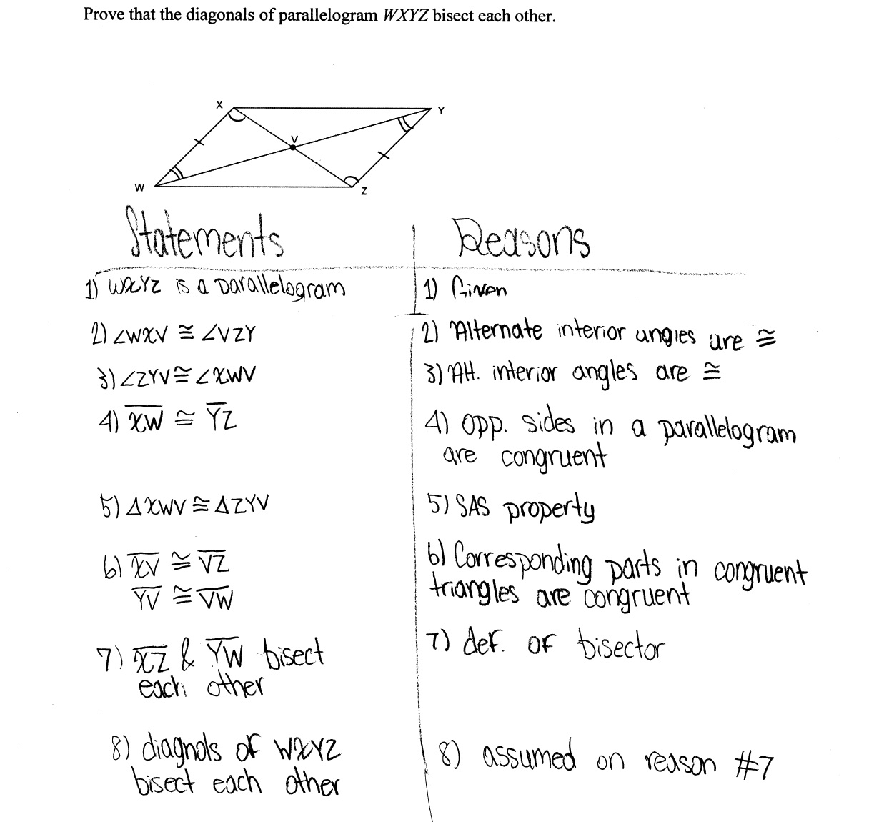 Proving Parallelogram Diagonals Bisect