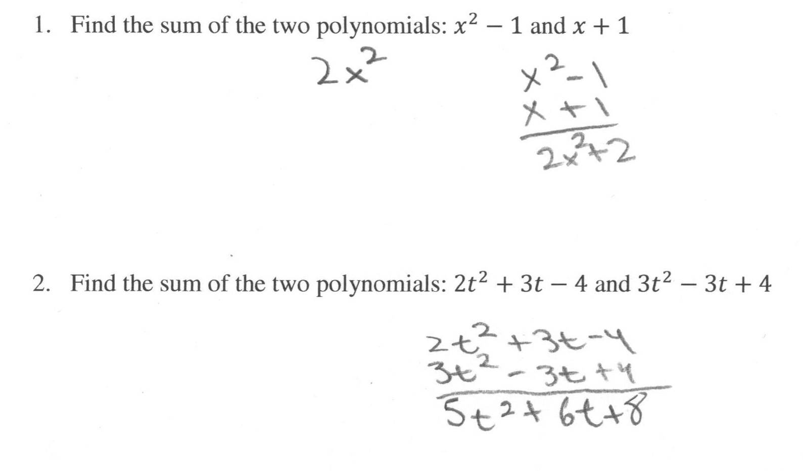 Adding Polynomials