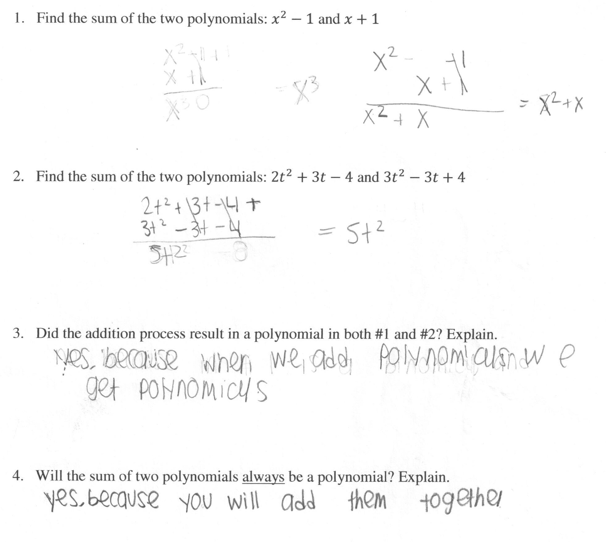 Adding Polynomials