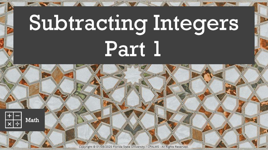 Subtracting Integers Part 1